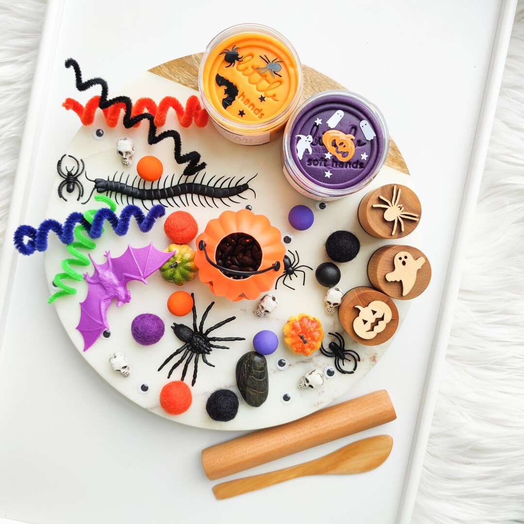 Spooky Halloween Sensory Play Dough Kit With Wooden Stampers. Fall ...