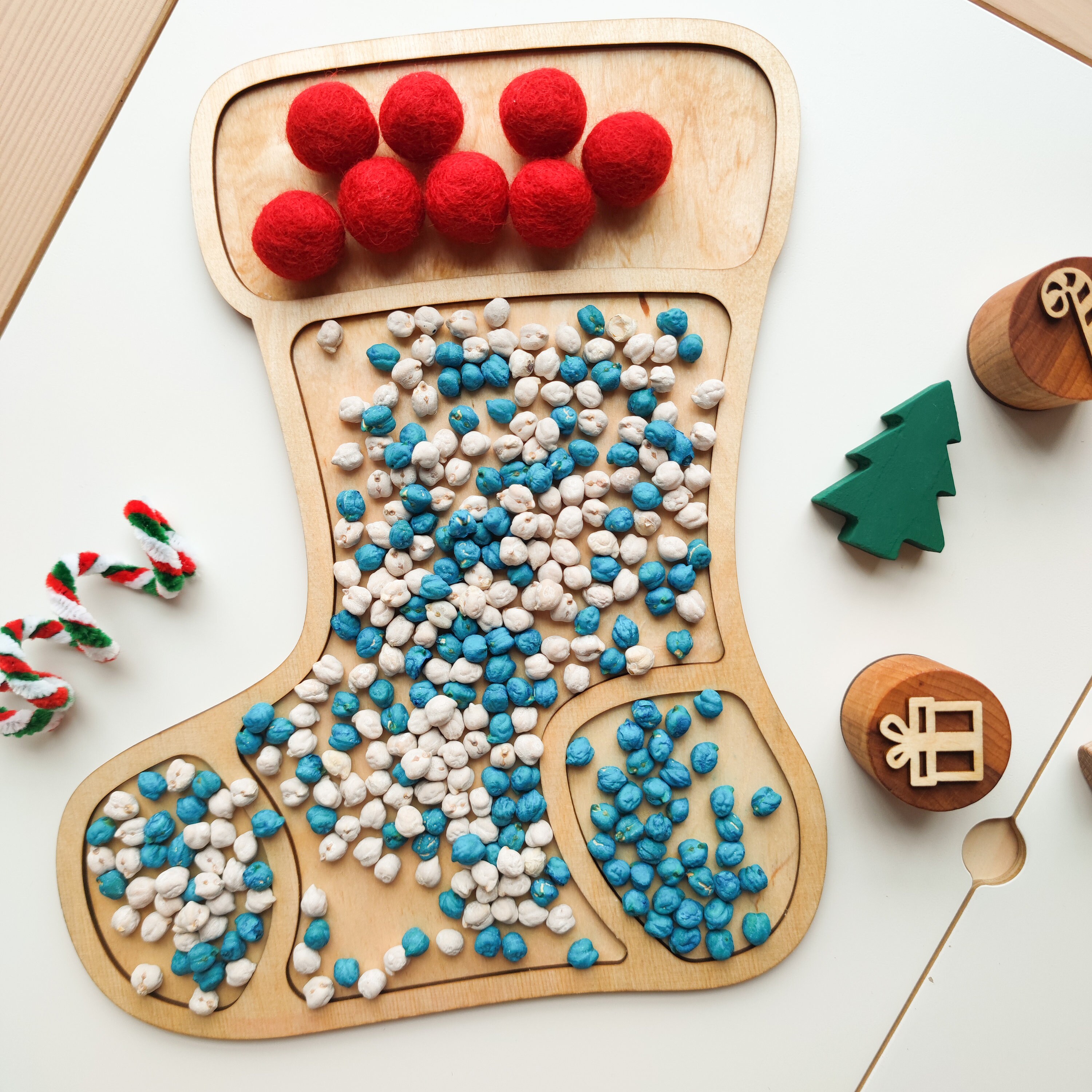 Christmas Stocking Shaped Wooden Tray for Sensory Play. - Etsy
