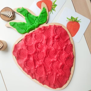Strawberry Sensory Play Tray. Sorting Tray for Kids. Wooden Play Dough ...