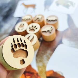 Wildlife Animal Tracks Play Dough Stamps. A Set of 9 Wooden Forest ...