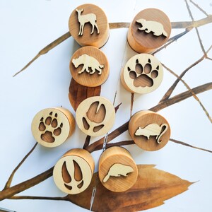 Wildlife Animal Tracks Play Dough Stamps. A Set of 9 Wooden Forest ...