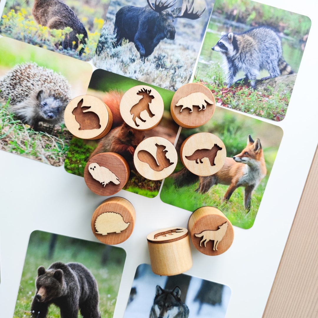 Forest Animals Play Dough Stamps. Montessori-inspired Wooden Animals ...