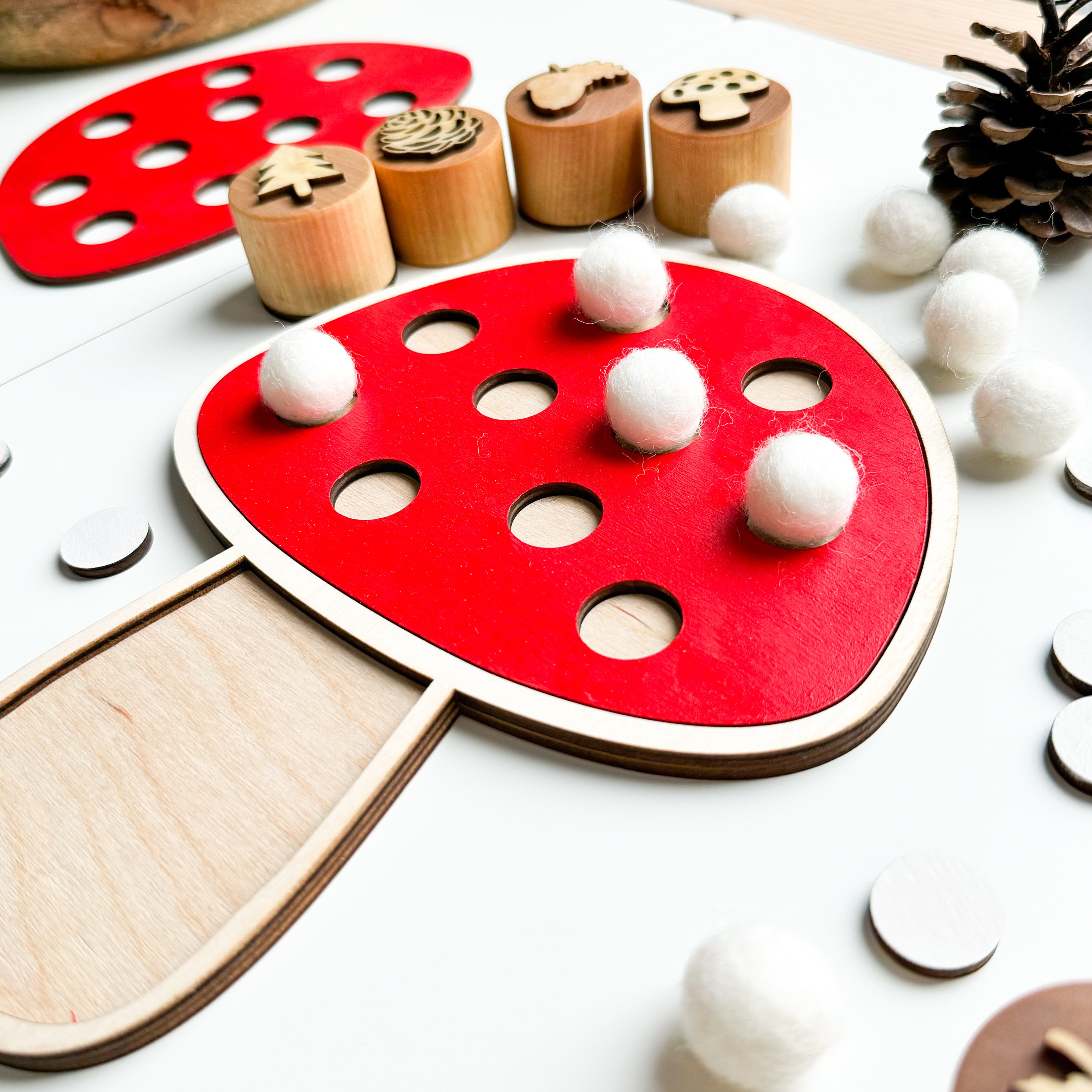 Wooden Mushroom Play Tray. Mushroom Play Board for Sensory - Etsy
