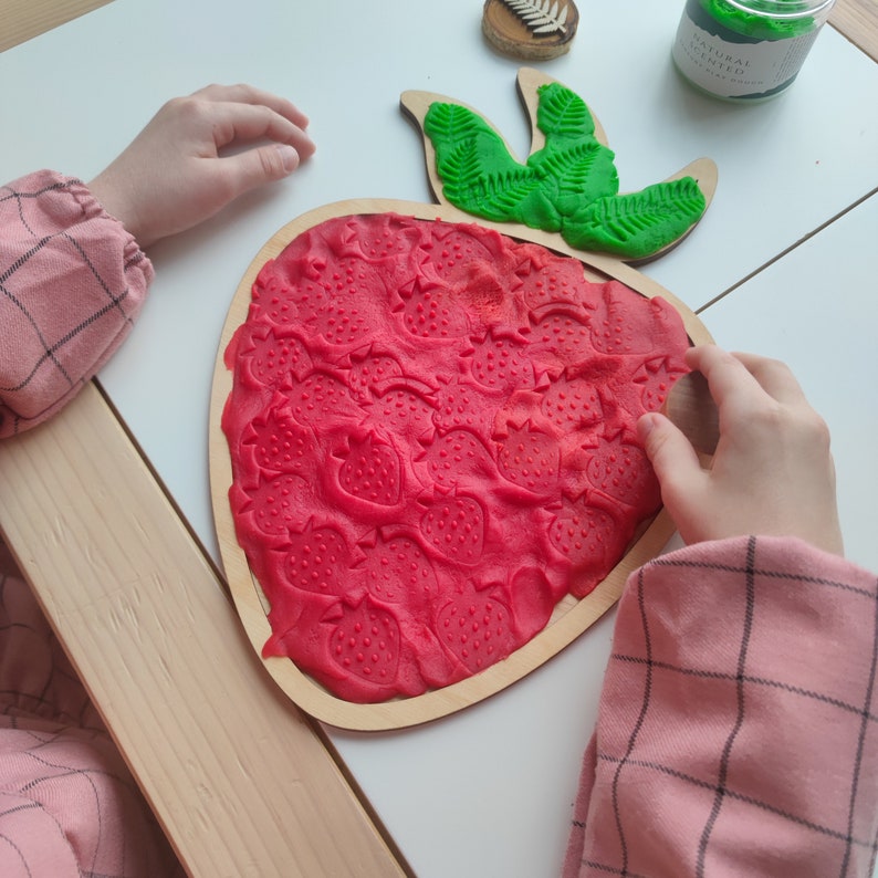 Strawberry Sensory Play Tray. Sorting Tray for Kids. Wooden Play Dough ...