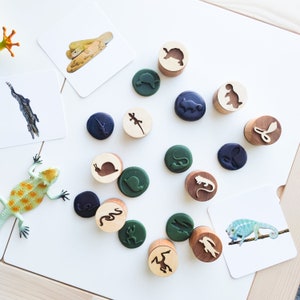 Reptiles & Amphibians Play Dough Stamps Set. Lizard, Frog, Snake Stamps ...