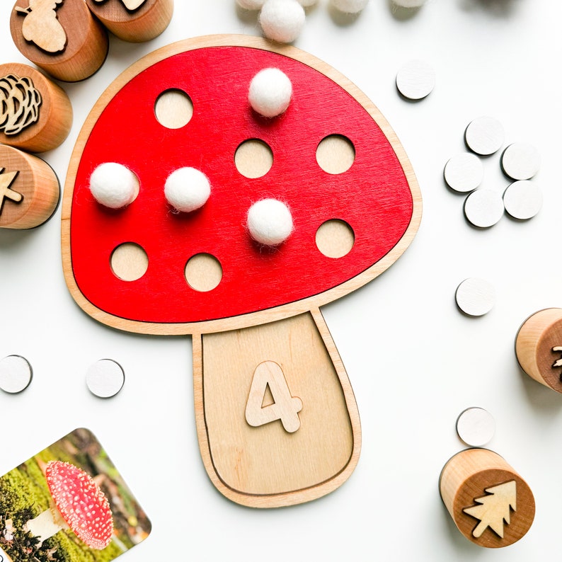 Wooden Mushroom Play Tray. Mushroom Play Board for Sensory Play ...