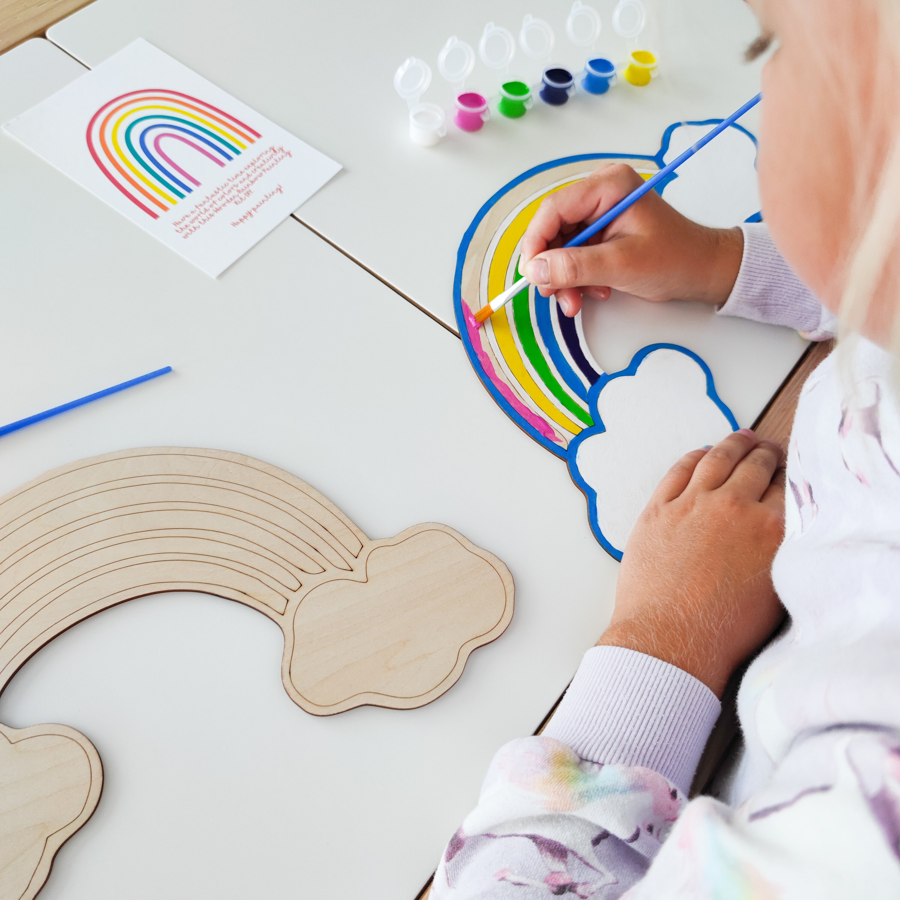 DIY Wooden Rainbow Painting Kit for Kids. Wooden Laser Cut Rainbow Set ...