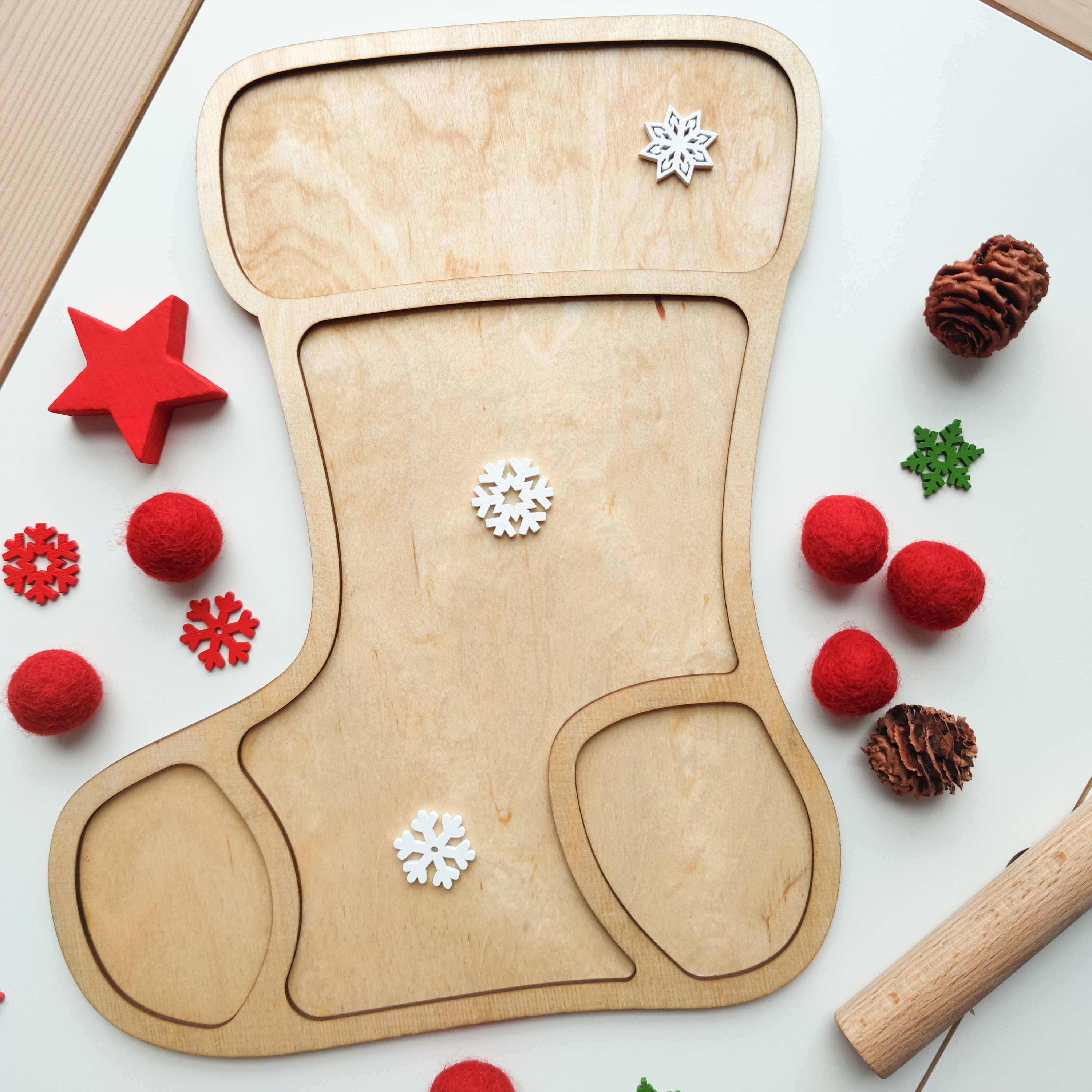 Christmas Stocking Shaped Wooden Tray for Sensory Play. - Etsy