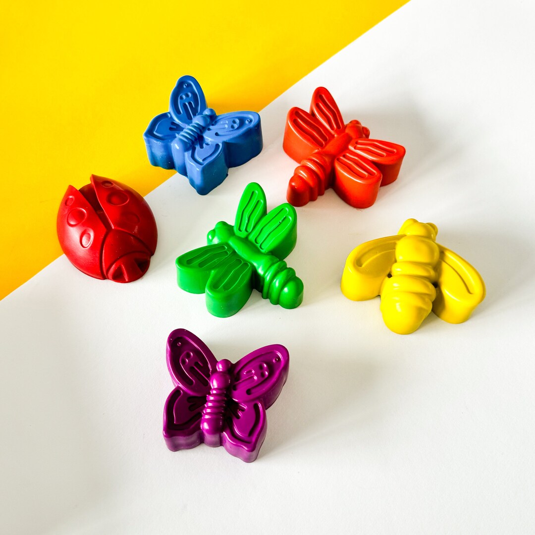 A Set of Large Bug Handmade Crayons: Butterfly, Dragonfly, Ladybird ...