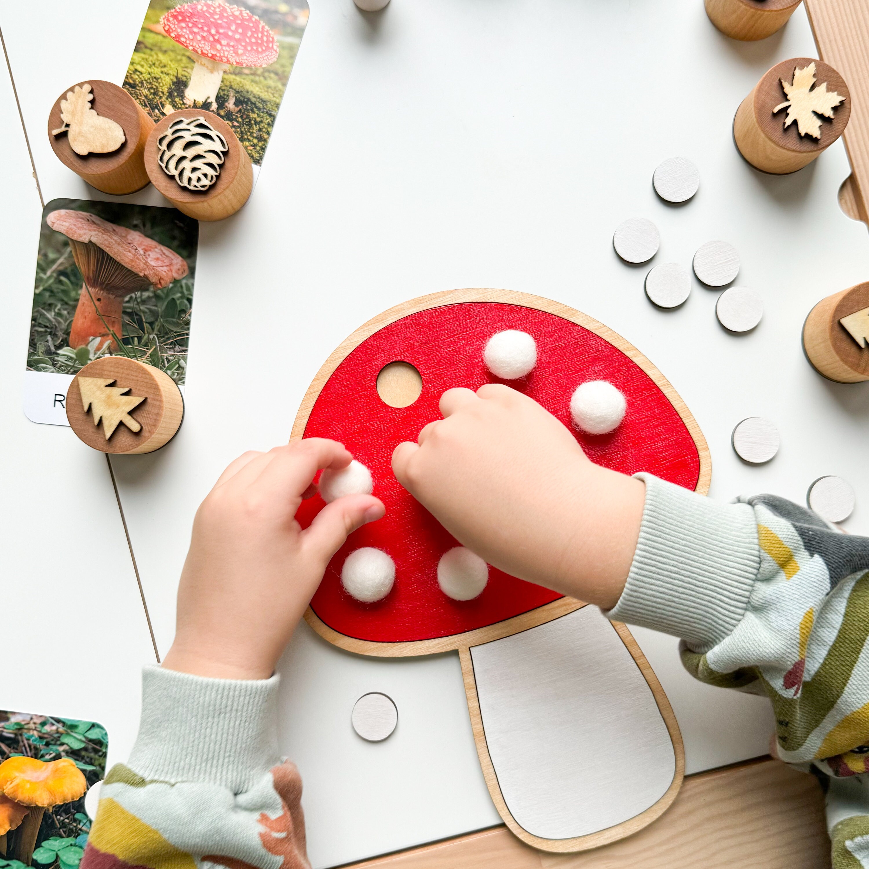 Wooden Mushroom Play Tray. Mushroom Play Board for Sensory Play ...