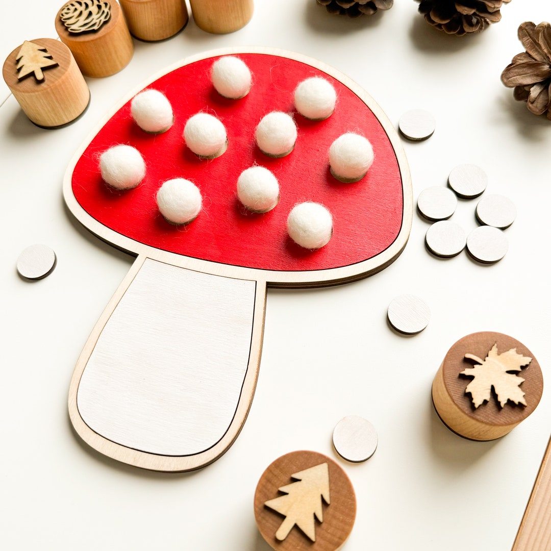 Wooden Mushroom Play Tray. Mushroom Play Board for Sensory Play ...
