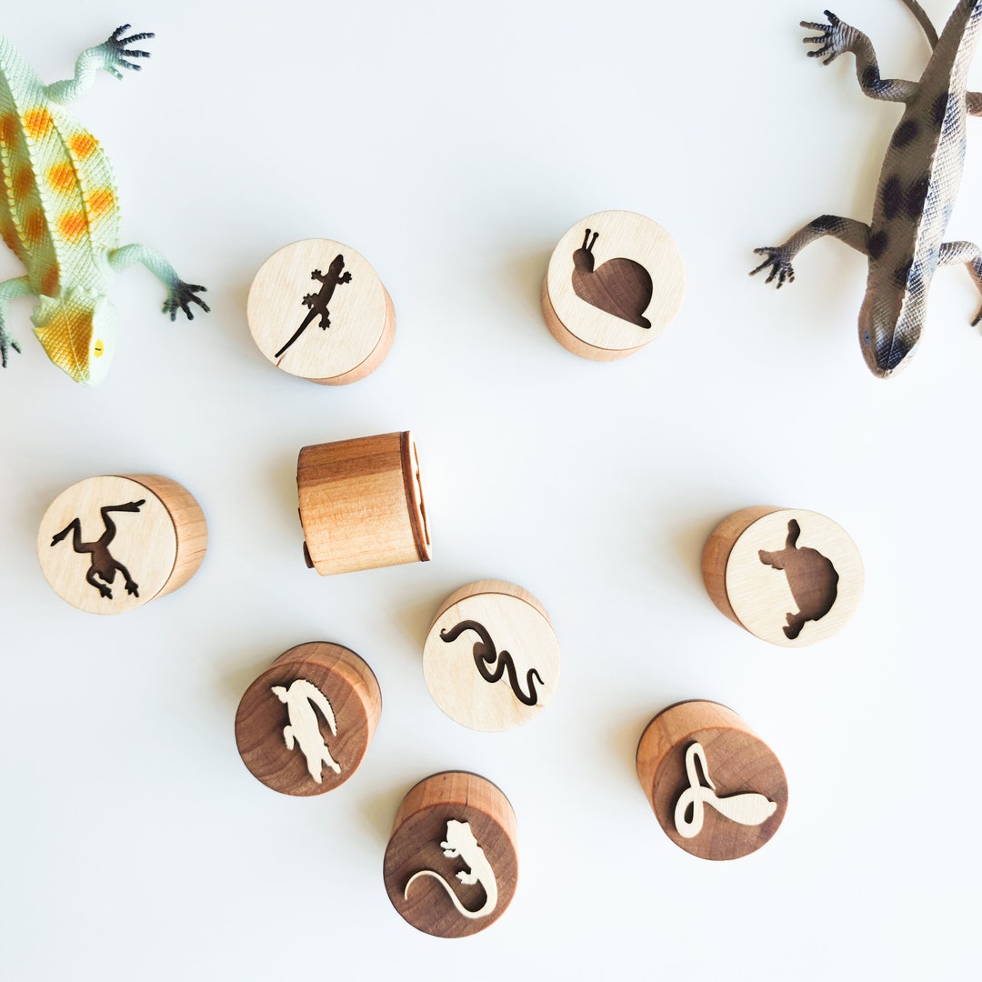 Reptiles & Amphibians Play Dough Stamps Set. Lizard, Frog, Snake Stamps ...
