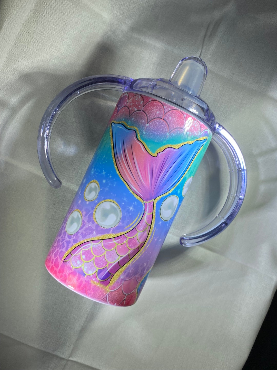 Mermaid Sippy Cup With Extra Lid - Etsy