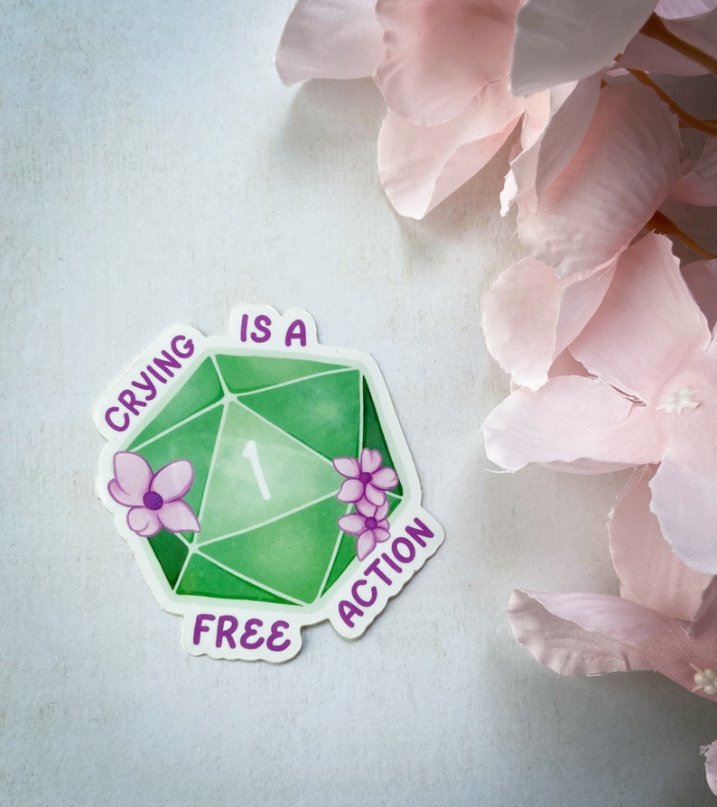 D20 Dnd Sticker ‚crying is a Free Action‘, Green - Etsy