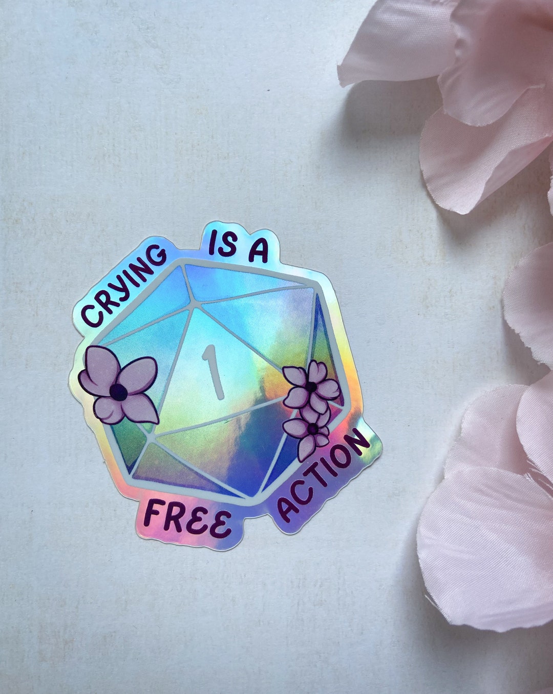 D20 Dnd Sticker ‚crying is a Free Action‘, Blue Holographic - Etsy