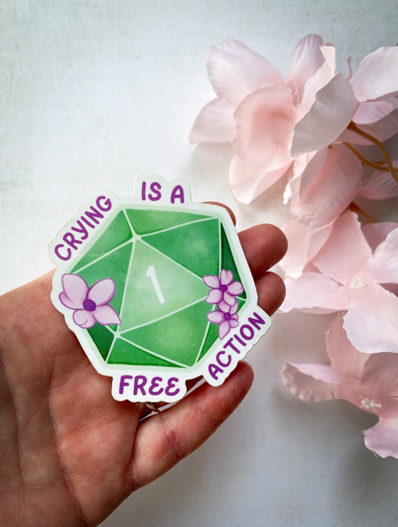 D20 Dnd Sticker ‚crying is a Free Action‘, Green - Etsy
