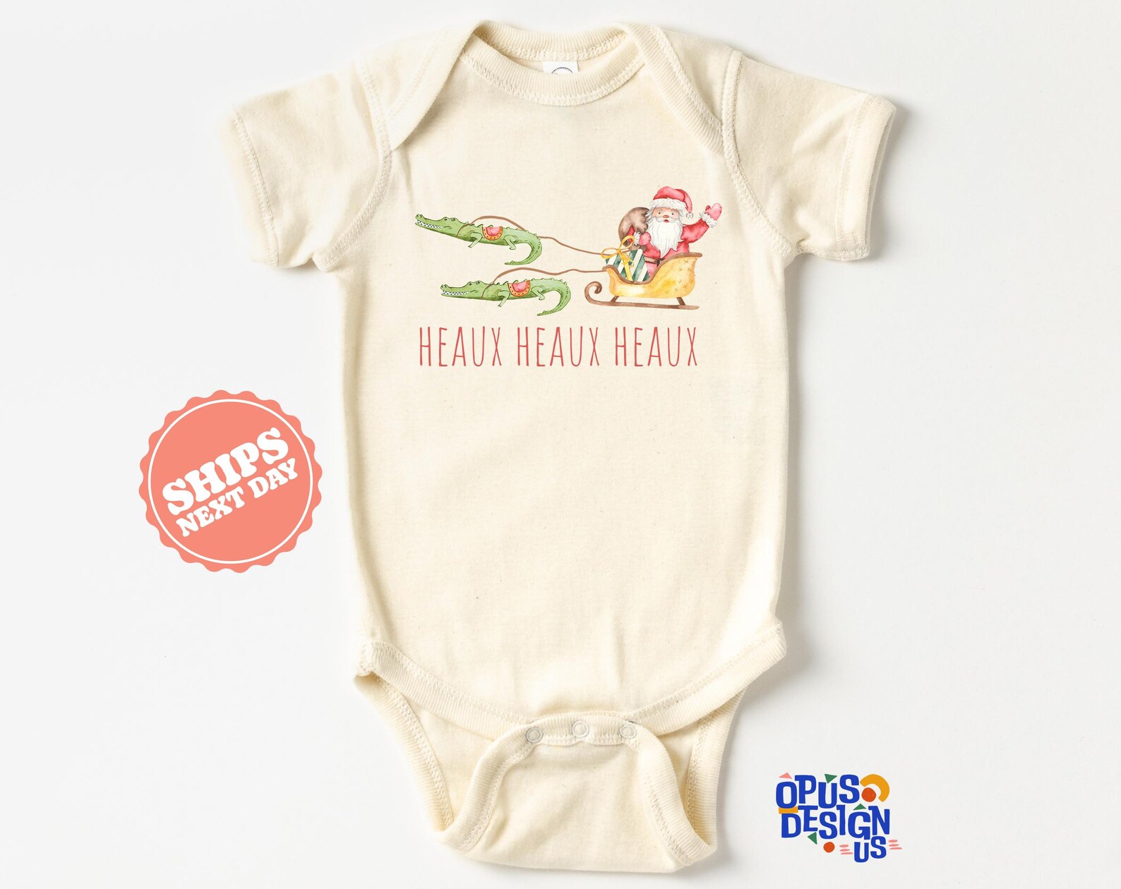 Christmas Cajun Louisiana Alligator Onesie®, Santa Heaux Heaux Heaux ...