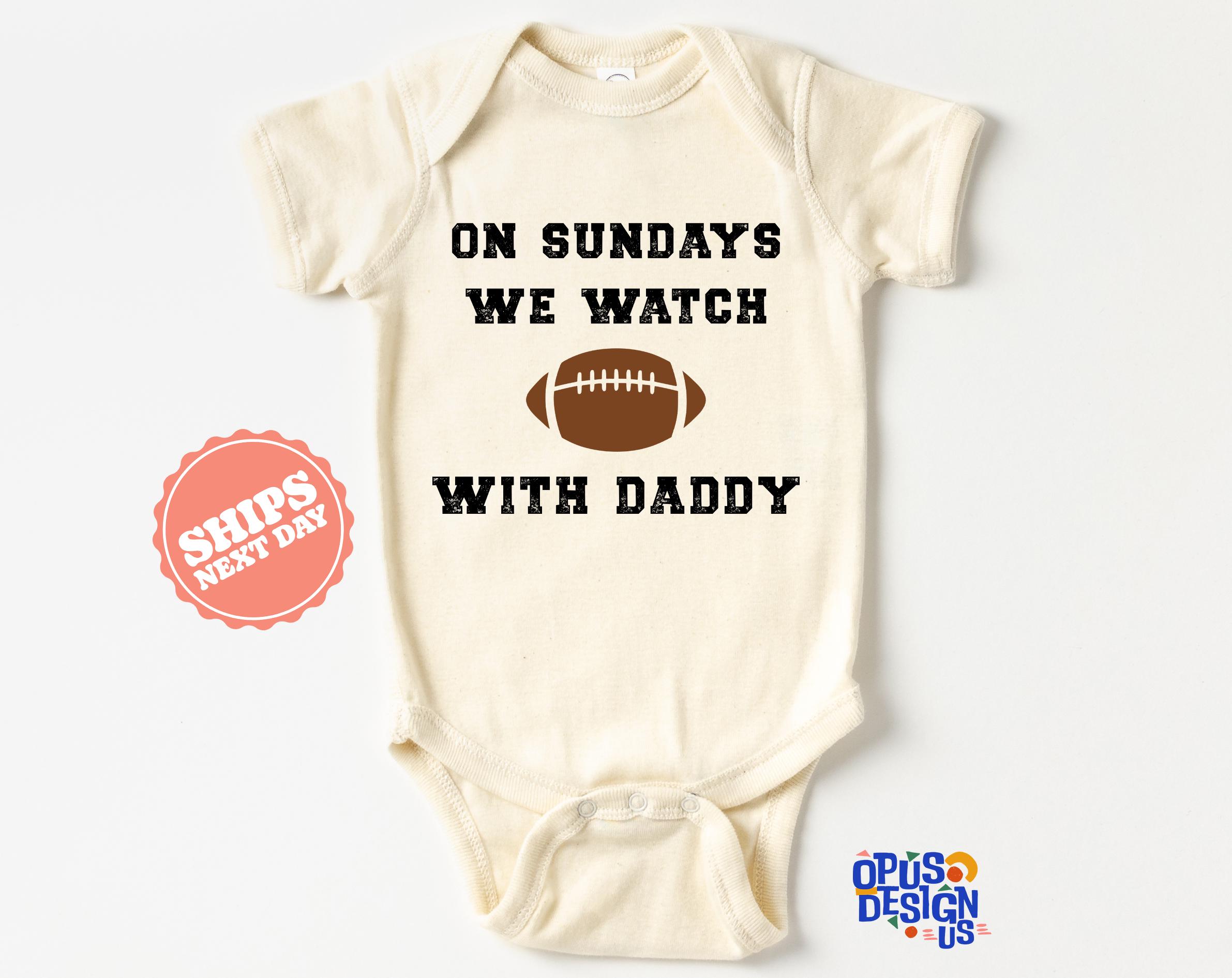 Sunday Football With Daddy Baby Onesie®, Retro Fall Bodysuit, Game Day ...