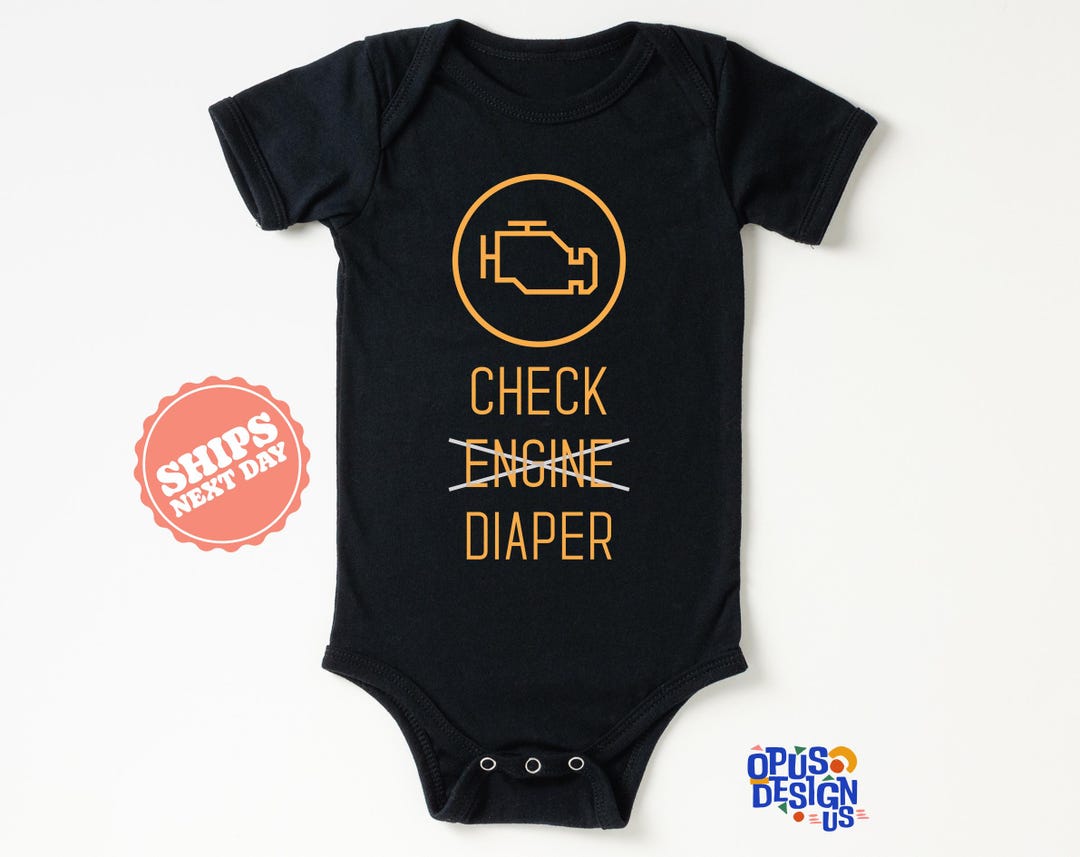 Check Engine Baby Onesie®, Funny Diaper Baby Bodysuit, Cute Mechanic ...