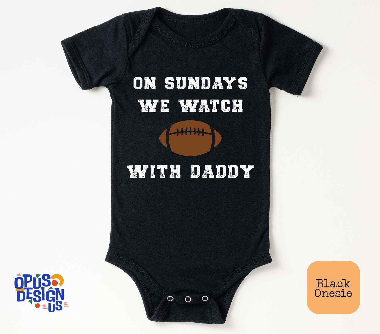 Sunday Football With Daddy Baby Onesie®, Retro Fall Bodysuit, Game Day ...