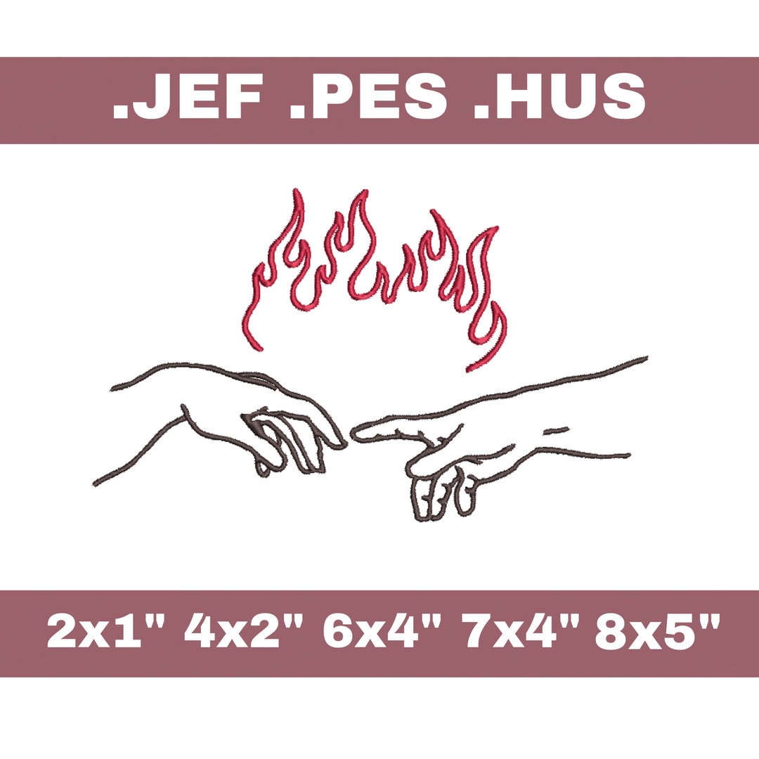 Hand Flame Embroidery Design - 5 Sizes - JEF, PES, HUS - Etsy
