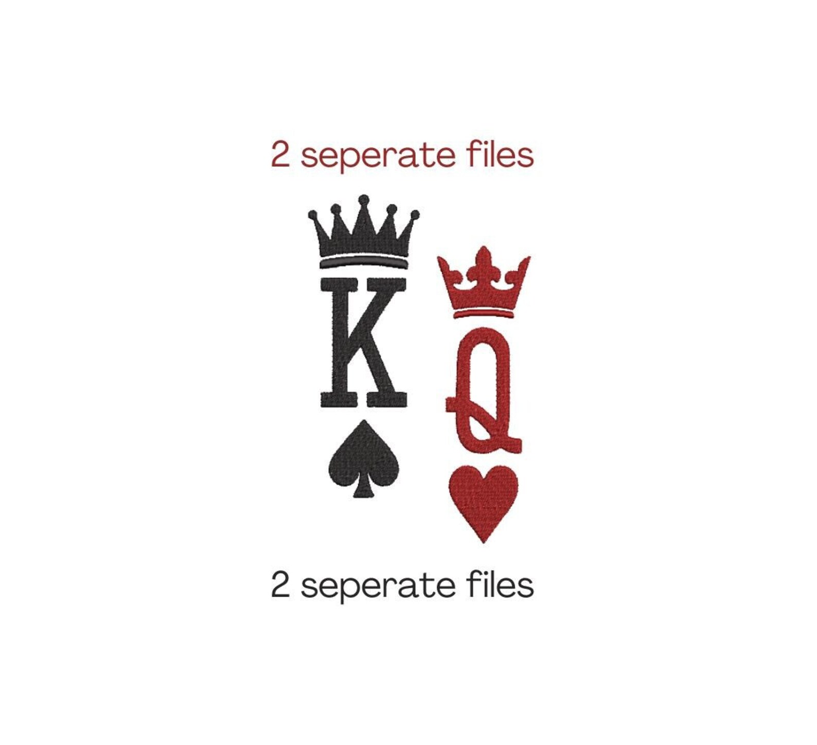 Matching King and Queen Embroidery Designs - 4 Sizes - Jef, Pes, Hus ...