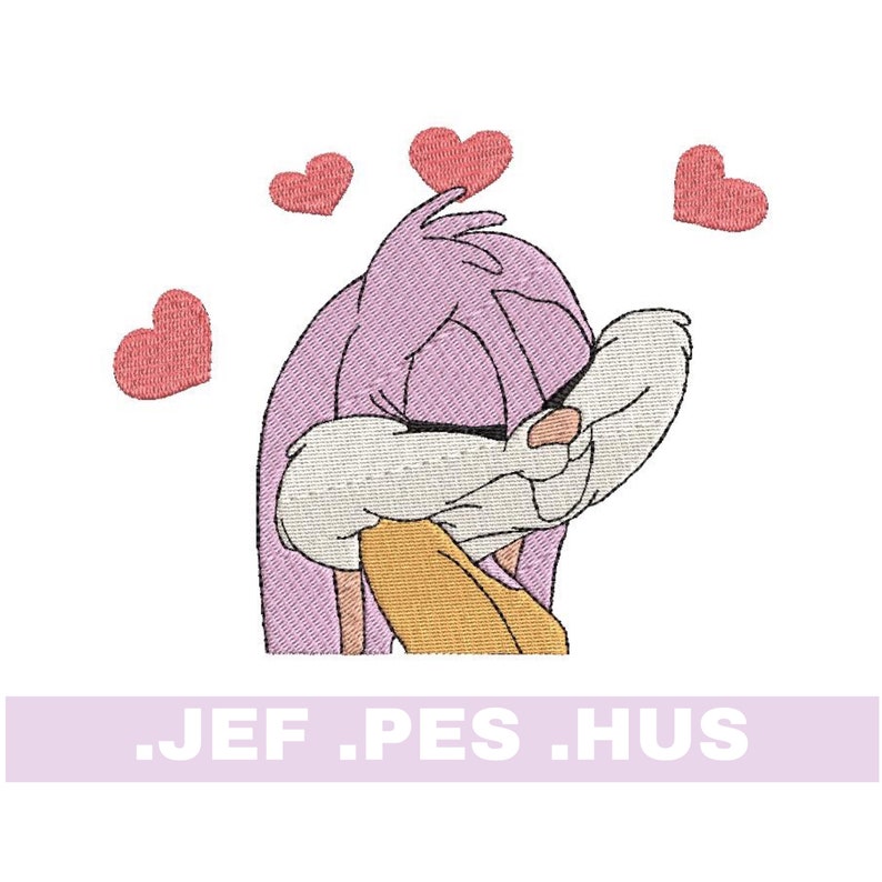 Babs Bunny Love Hearts Embroidery Design File Trendy Cute - Etsy