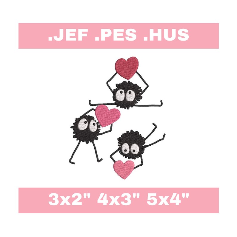 Heart Sprites Embroidery Design 3 Sizes JEF PES HUS - Etsy