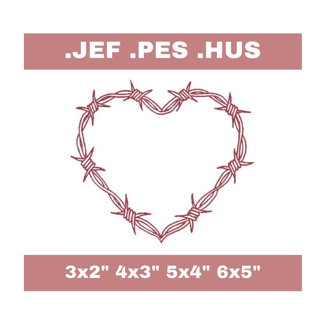 Barbed Wire Heart Embroidery Design 4 Sizes JEF PES HUS - Etsy