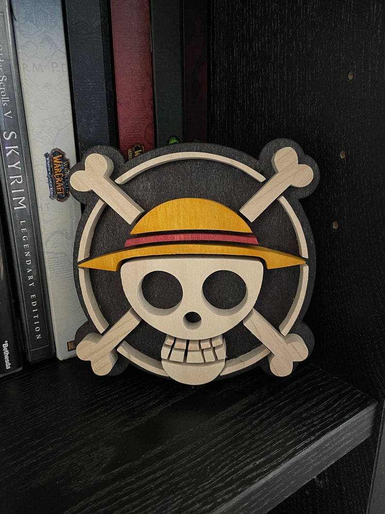 One Piece Emblem Luffy 3D Wooden Flag - Etsy