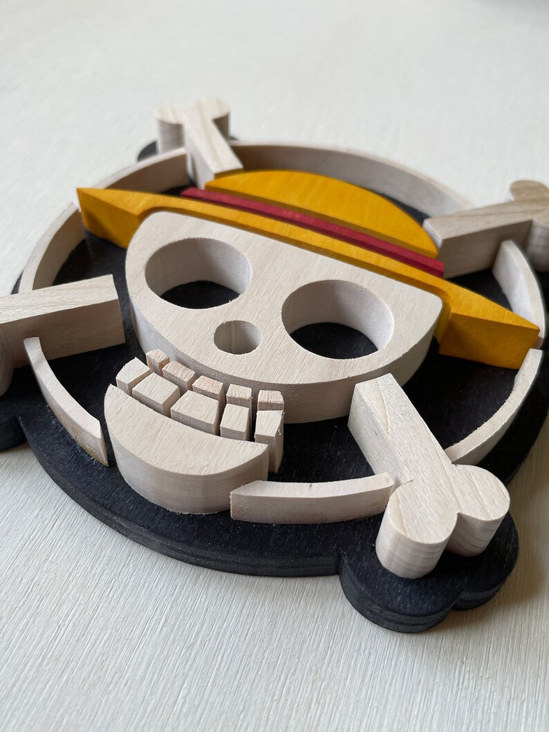 One Piece Emblem Luffy 3D Wooden Flag - Etsy