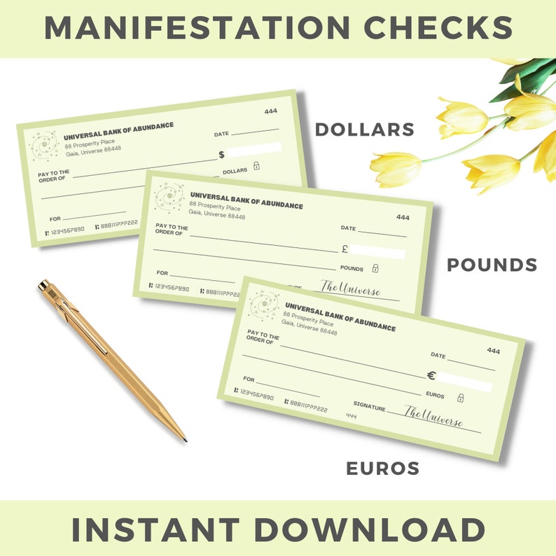 Law of Attraction Manifestation Checks, Vision Board Checks, Vision ...