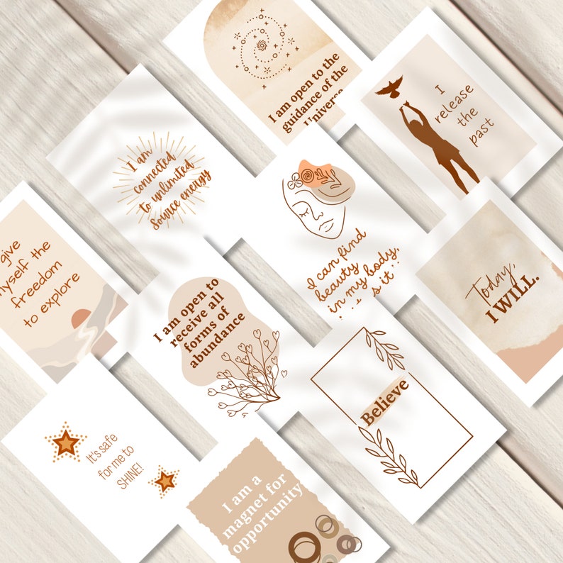 Boho Affirmation Cards Printable, Self Love Cards, Motivational Cards ...