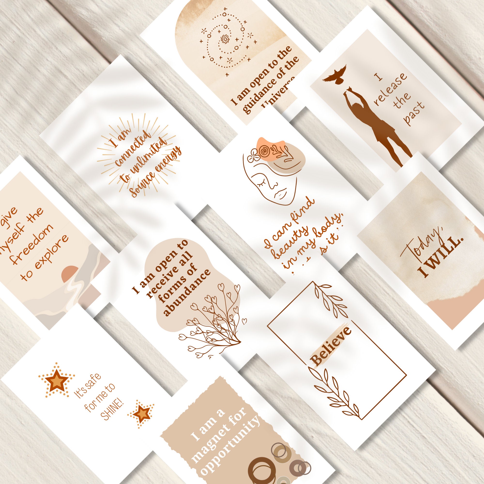 Boho Affirmation Cards Printable, Self Love Cards, Motivational Cards ...