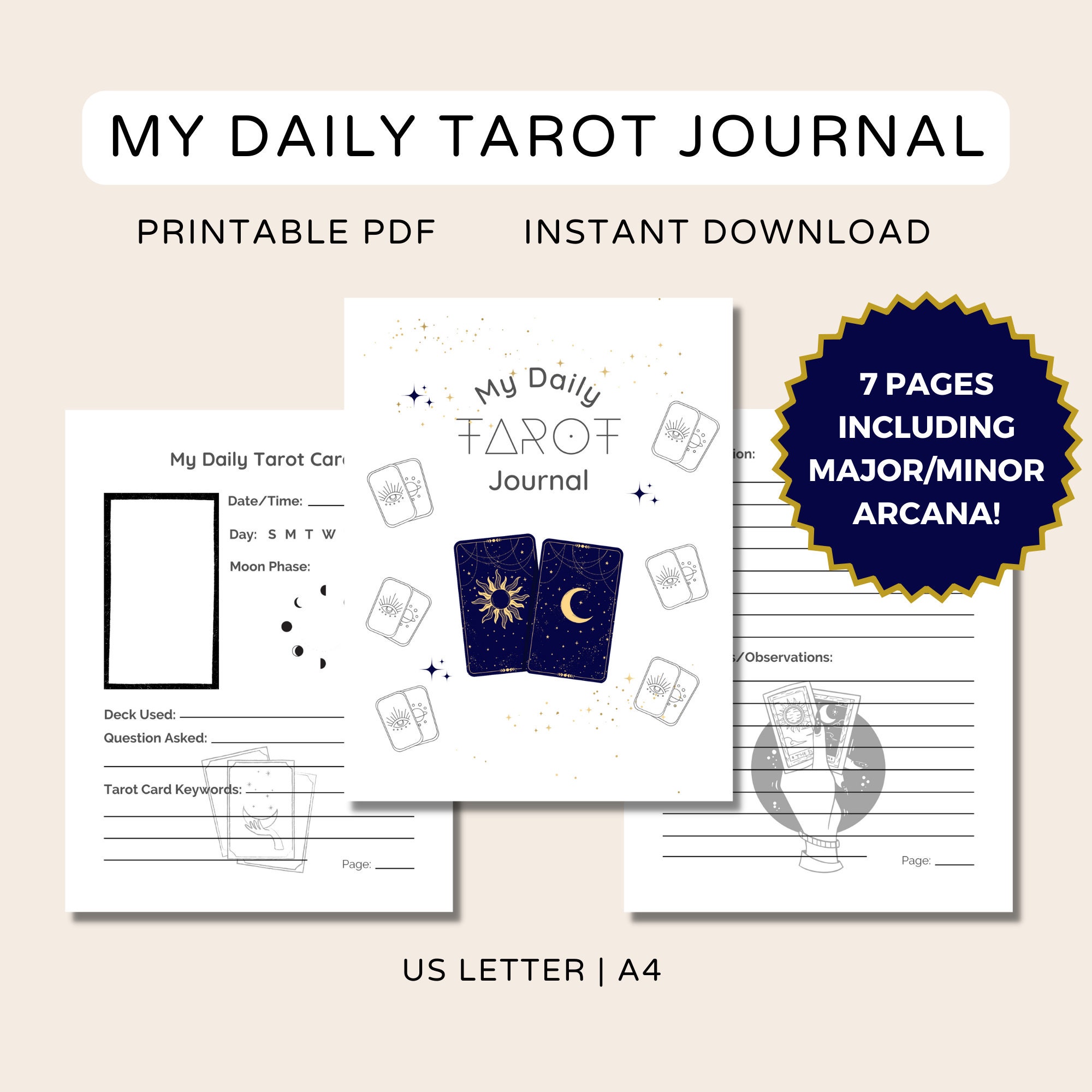 Daily Tarot Journal Guidance Tracker, Track Tarot Card Reading ...