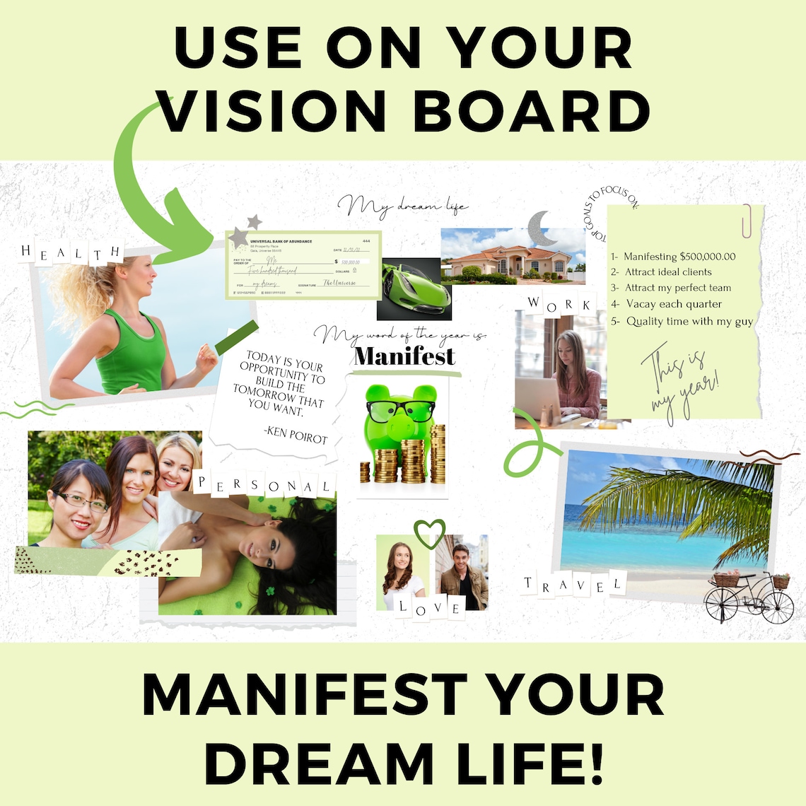 Law of Attraction Manifestation Checks, Vision Board Checks, Vision ...
