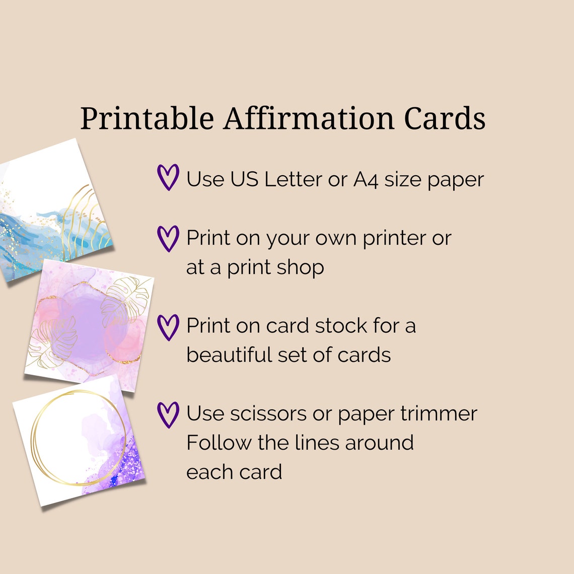 52 Printable Blank Affirmation Cards Watercolor Scripture - Etsy