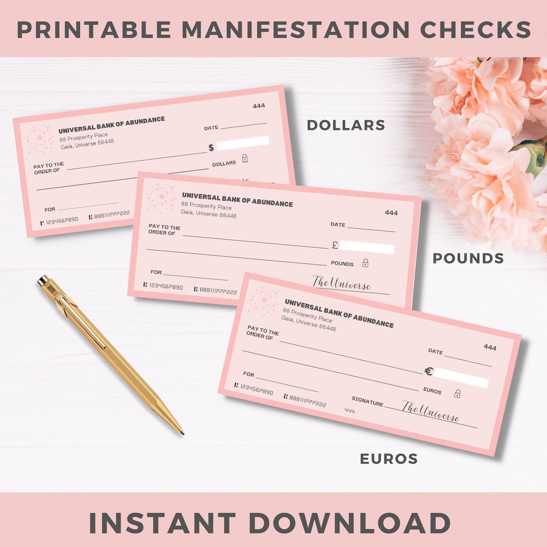 Money Manifestation Check, Prosperity Wealth Abundance Vision Board ...