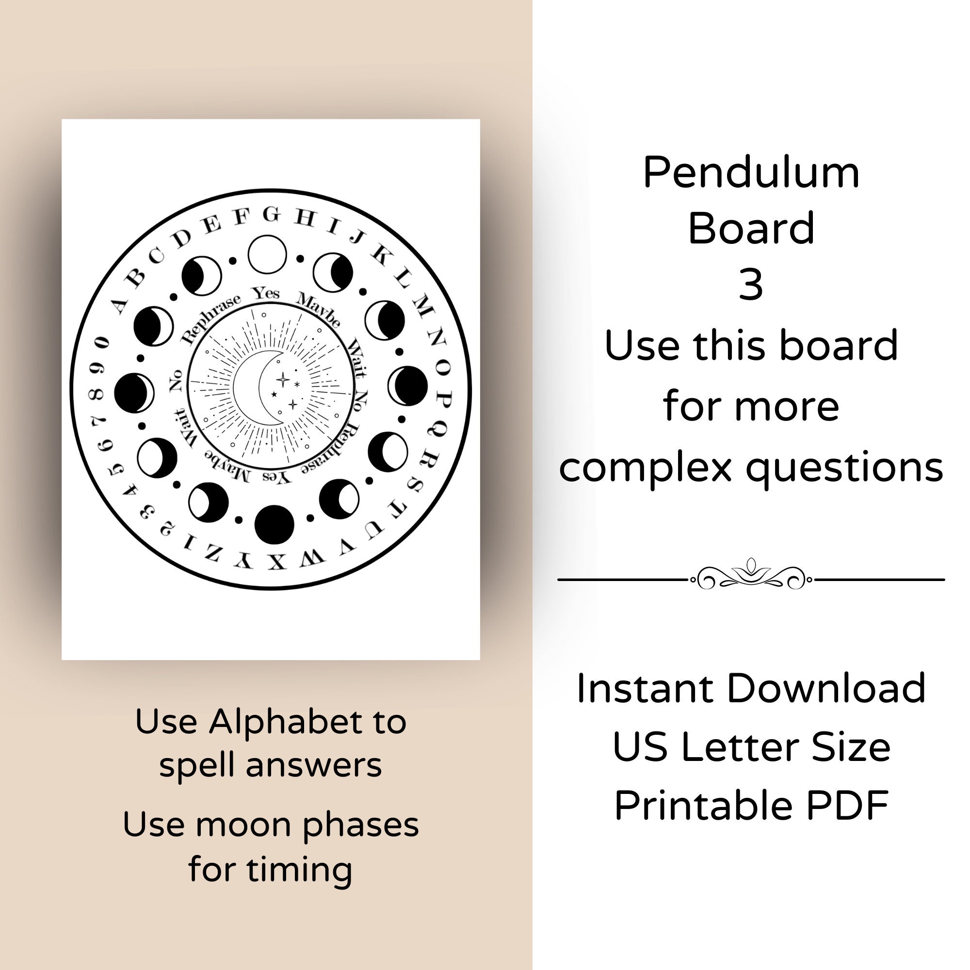 Pendulum Board, Grimoire Pages, Printable Digital Download, Witchy ...
