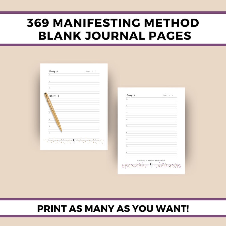 369 Manifestation Journal Printable, 369 Method, Manifesting Guide, Law ...