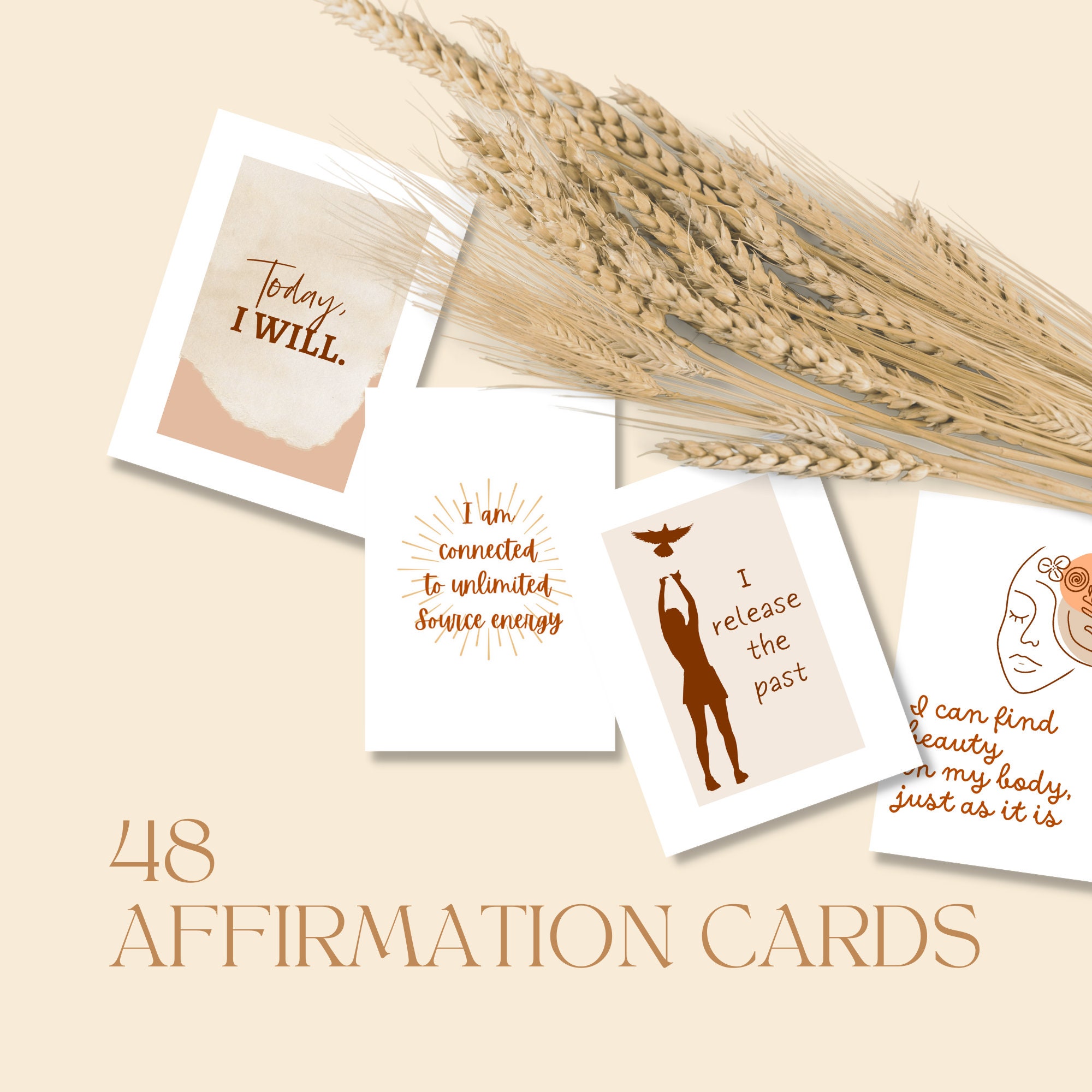 Boho Affirmation Cards Printable, Self Love Cards, Motivational Cards ...