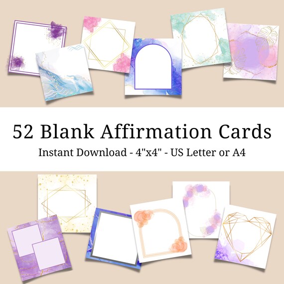 52 Printable Blank Affirmation Cards Watercolor Scripture - Etsy