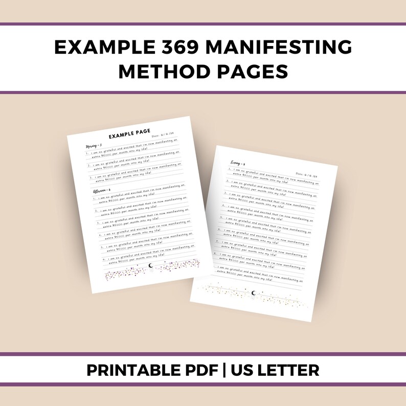 369 Manifestation Journal Printable, 369 Method, Manifesting Guide, Law of Attraction Workbook ...