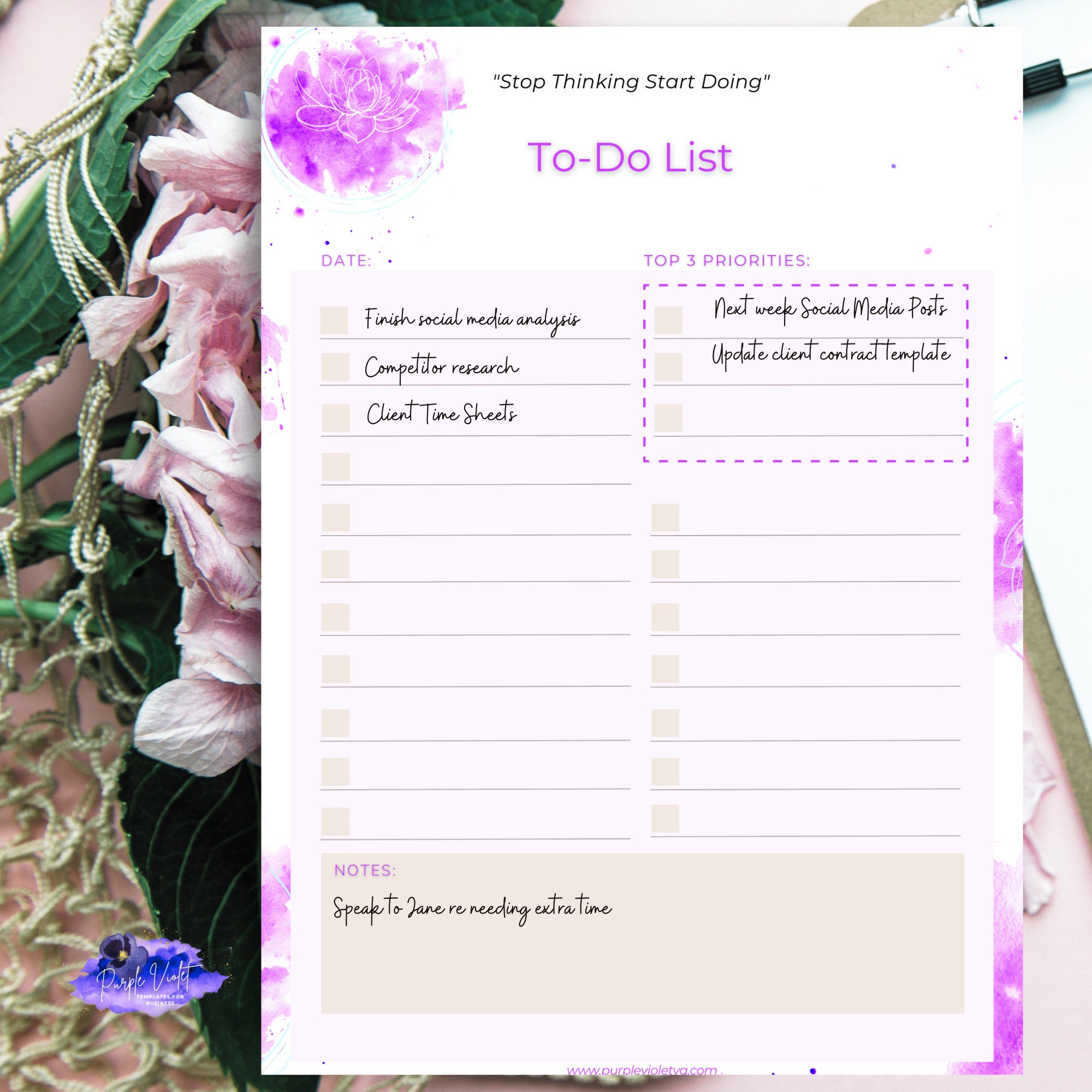 TO DO LIST Pink Water Lily Printable to Do List To-do List List to Do ...