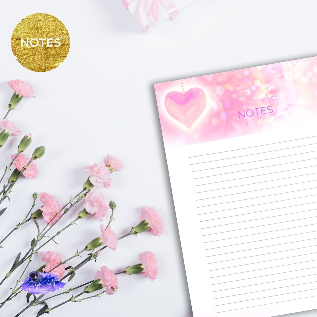 DIGITAL PAPER Pink Hearts Printable Stationery A4 Lined Paper Printable ...