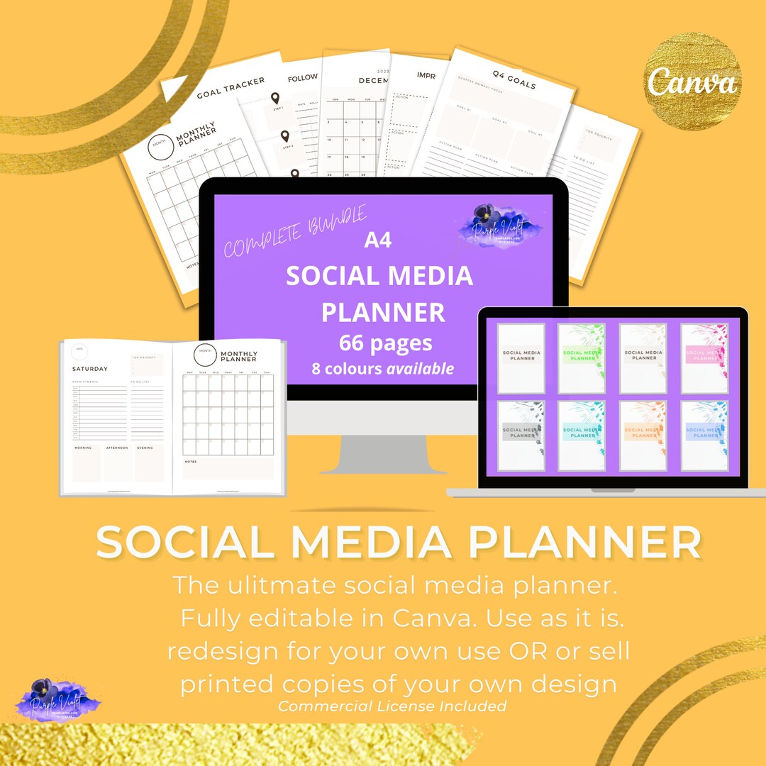 Orange SOCIAL MEDIA PLANNER, Content Planner, Youtube Planner ...