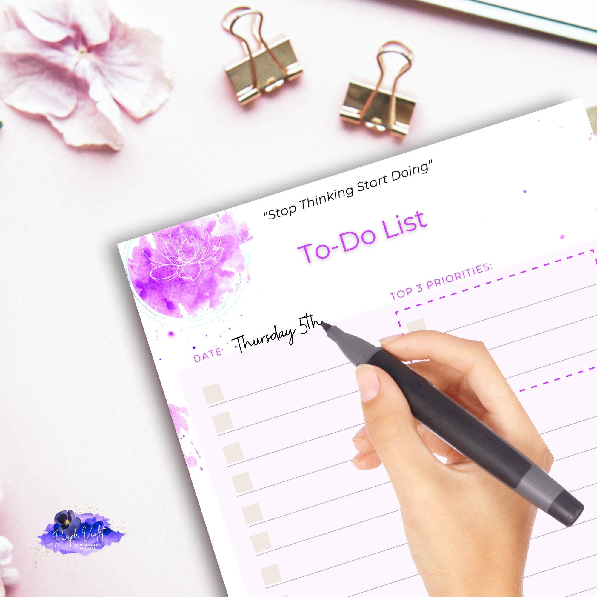 TO DO LIST Pink Water Lily Printable to Do List To-do List List to Do ...