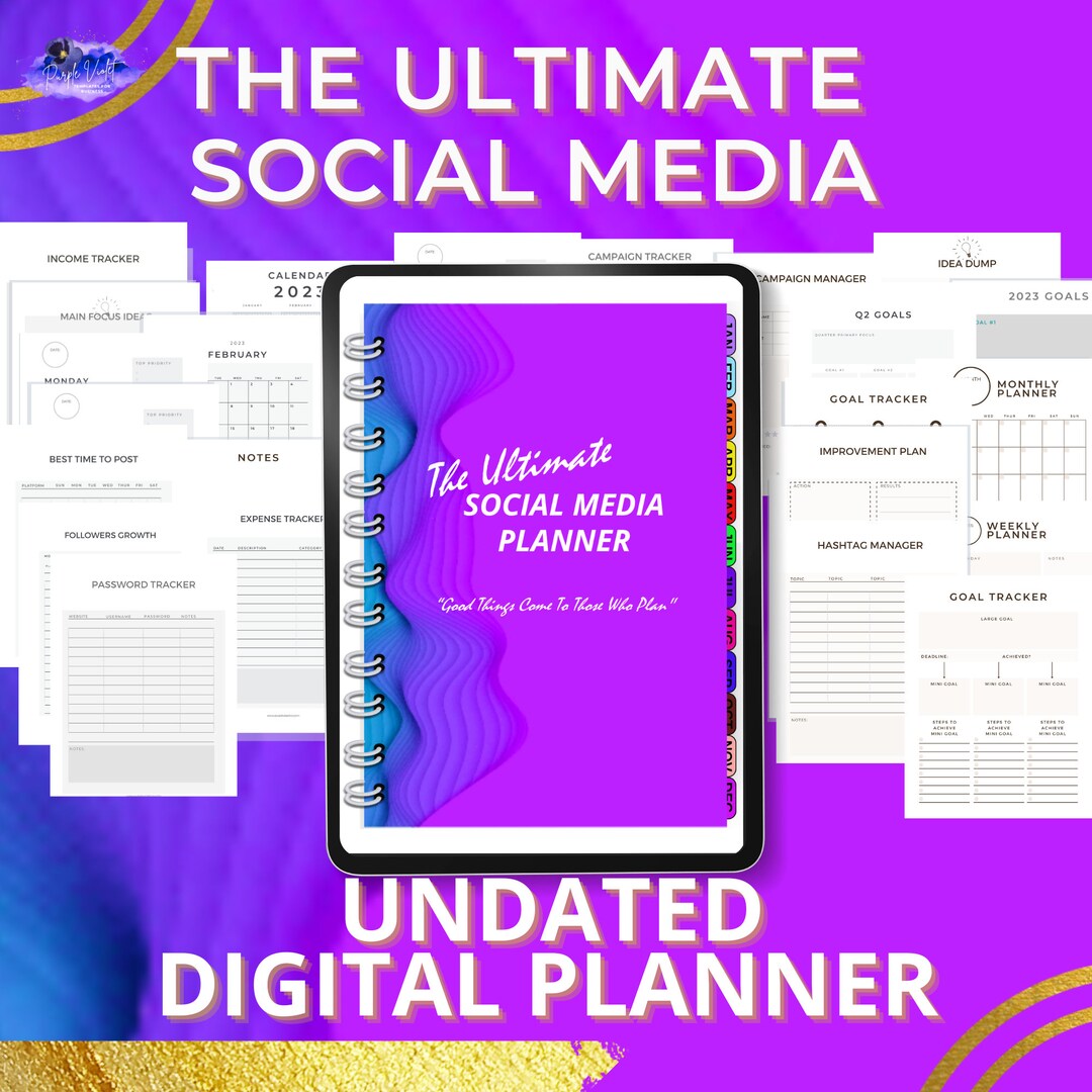 Digital Planner, SOCIAL MEDIA Content Calendar, Instagram, Youtube ...