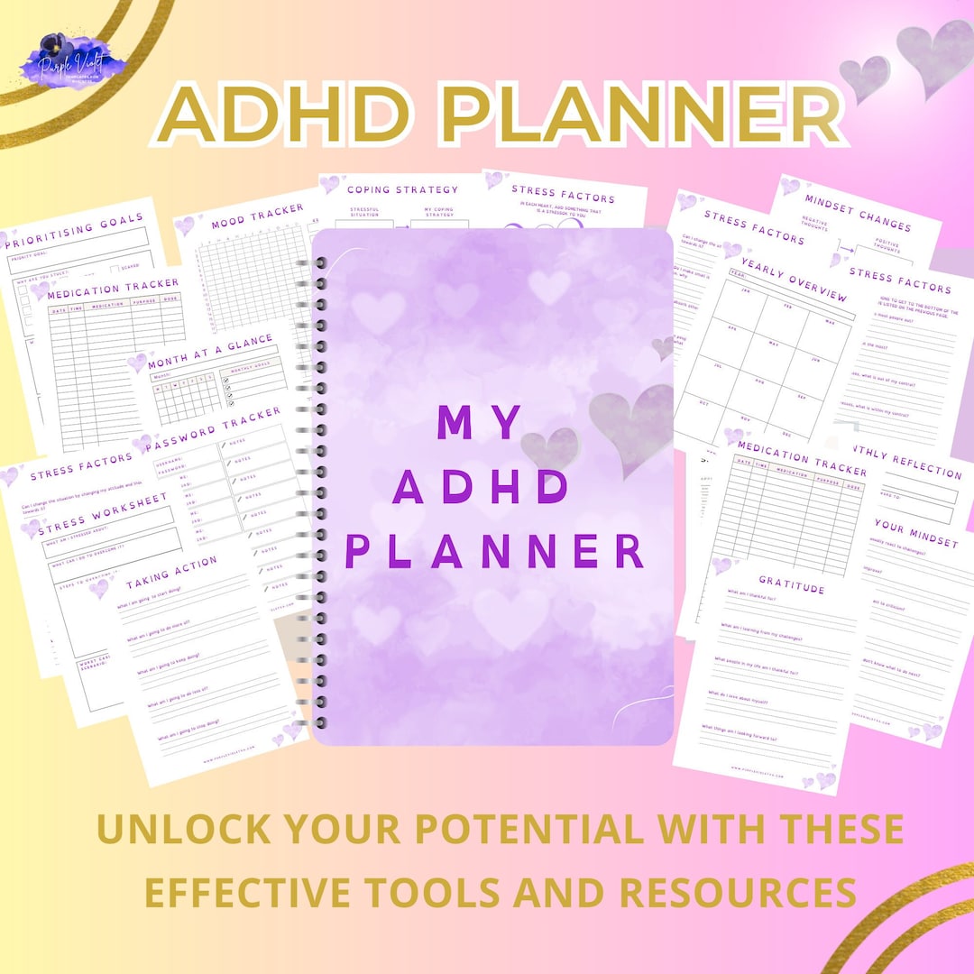 ADHD Planner, Digital Planner, Planner Printable, Productivity Planner ...