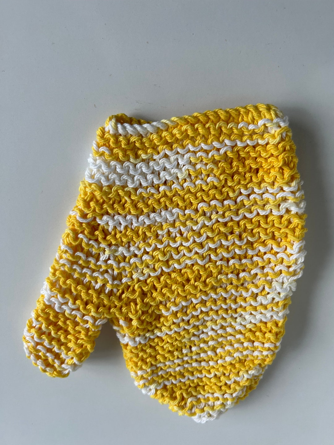 Wash Mitt in Yellow and White Cotton - Etsy